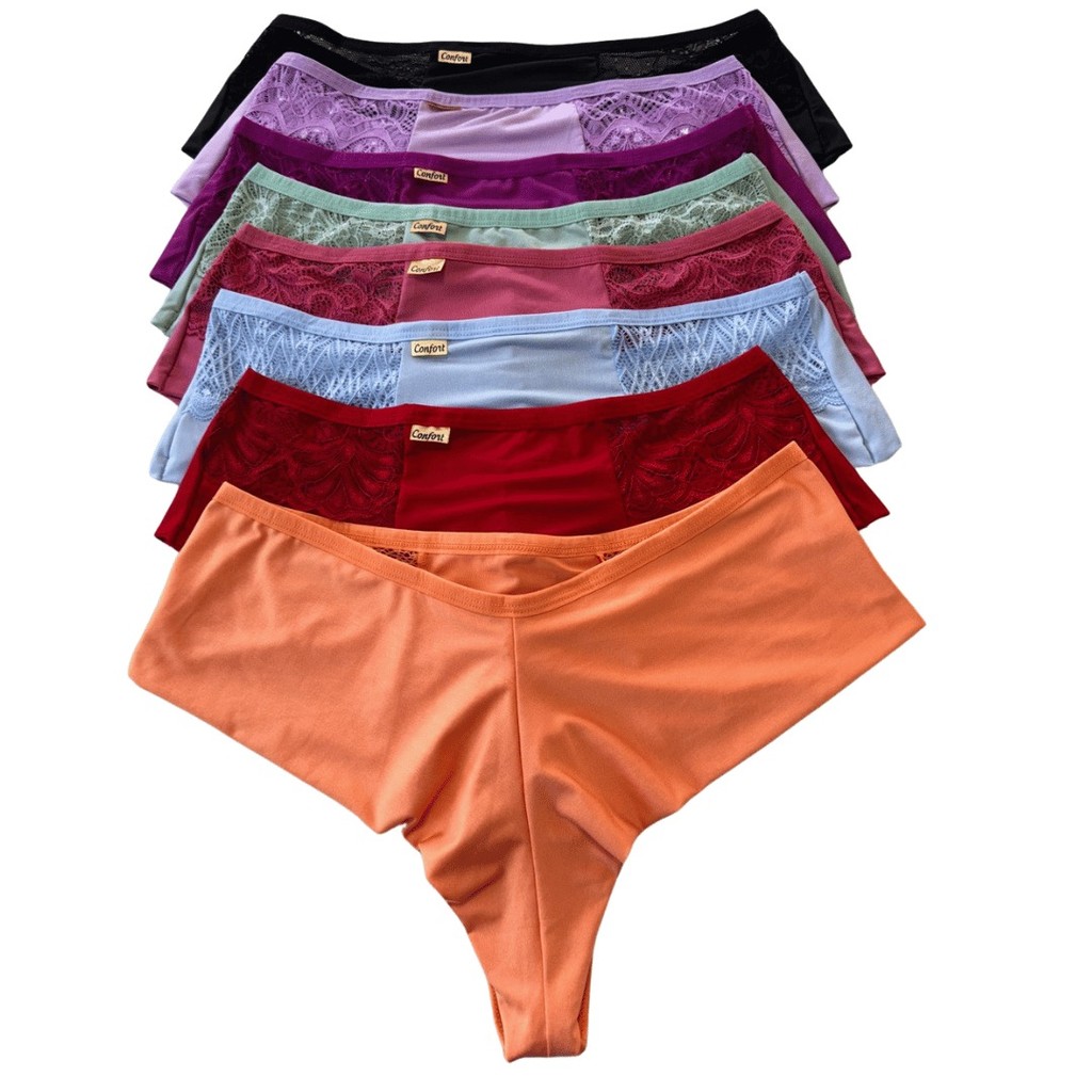 KIT Calcinha Plus Size Fio DUPLO Lateral Larga Langerie Conforto ...