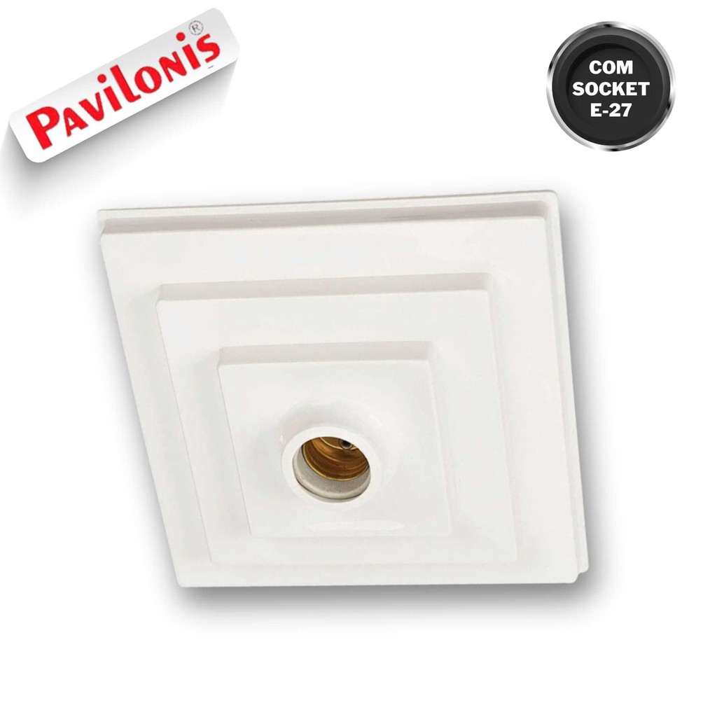 Plafonier quadrado Pavilonis branco | Shopee Brasil