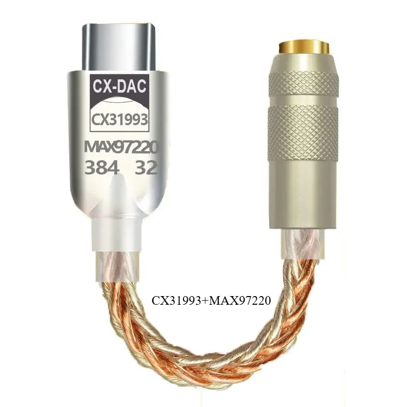 Amplificador De Áudio Digital CX31993 + MAX97220 Chip Duplo Tipo-c-3.5mm AMP Adaptador HiFi PCM ...
