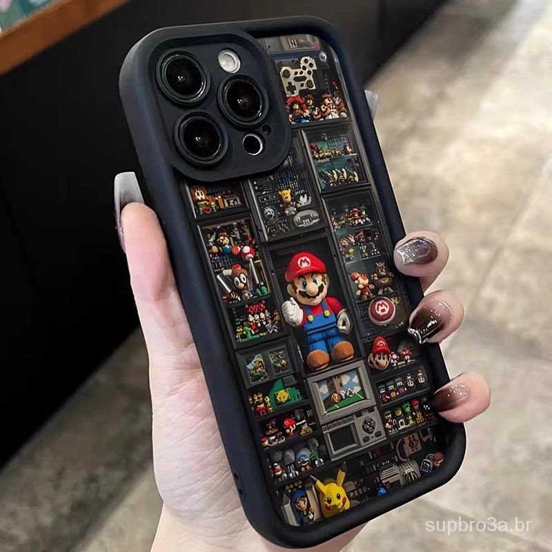 Máquina manual Mario Apple Case para iPhone 11 11promax 12 13 14 15 pro ...