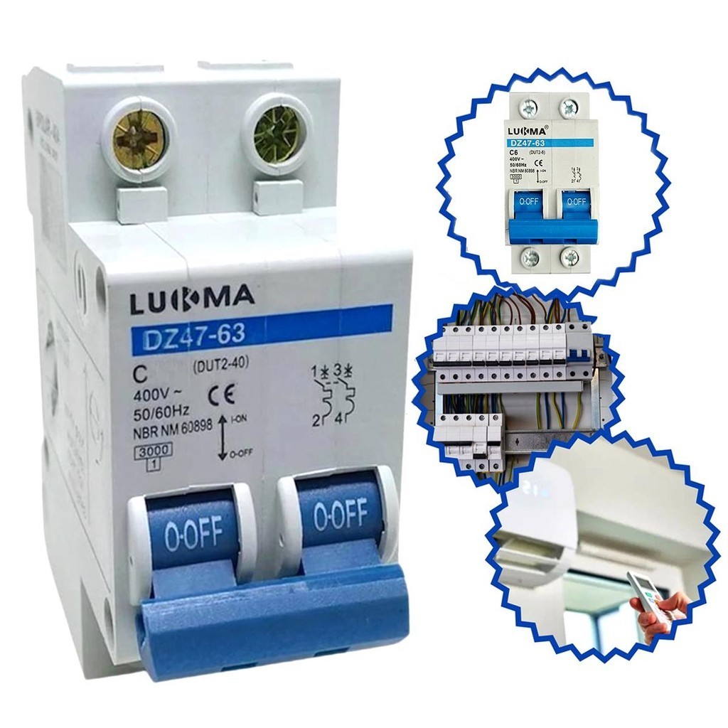 Disjuntor Din Bipolar Bifásico 70a Curva C Tensão até 400V | Shopee Brasil