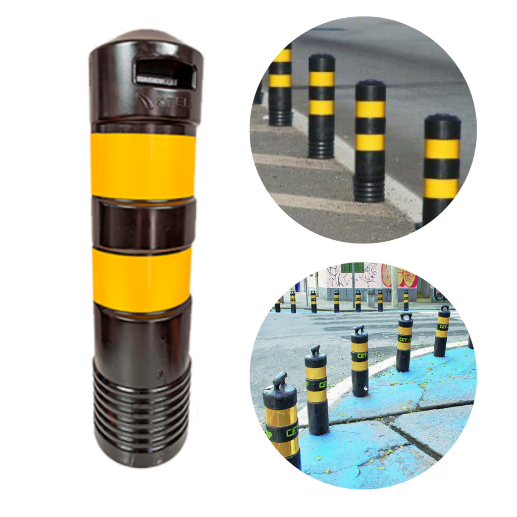 Kit Cilindro Delimitador Tubular Cone Balizador Preto Segurança Pedágio ...