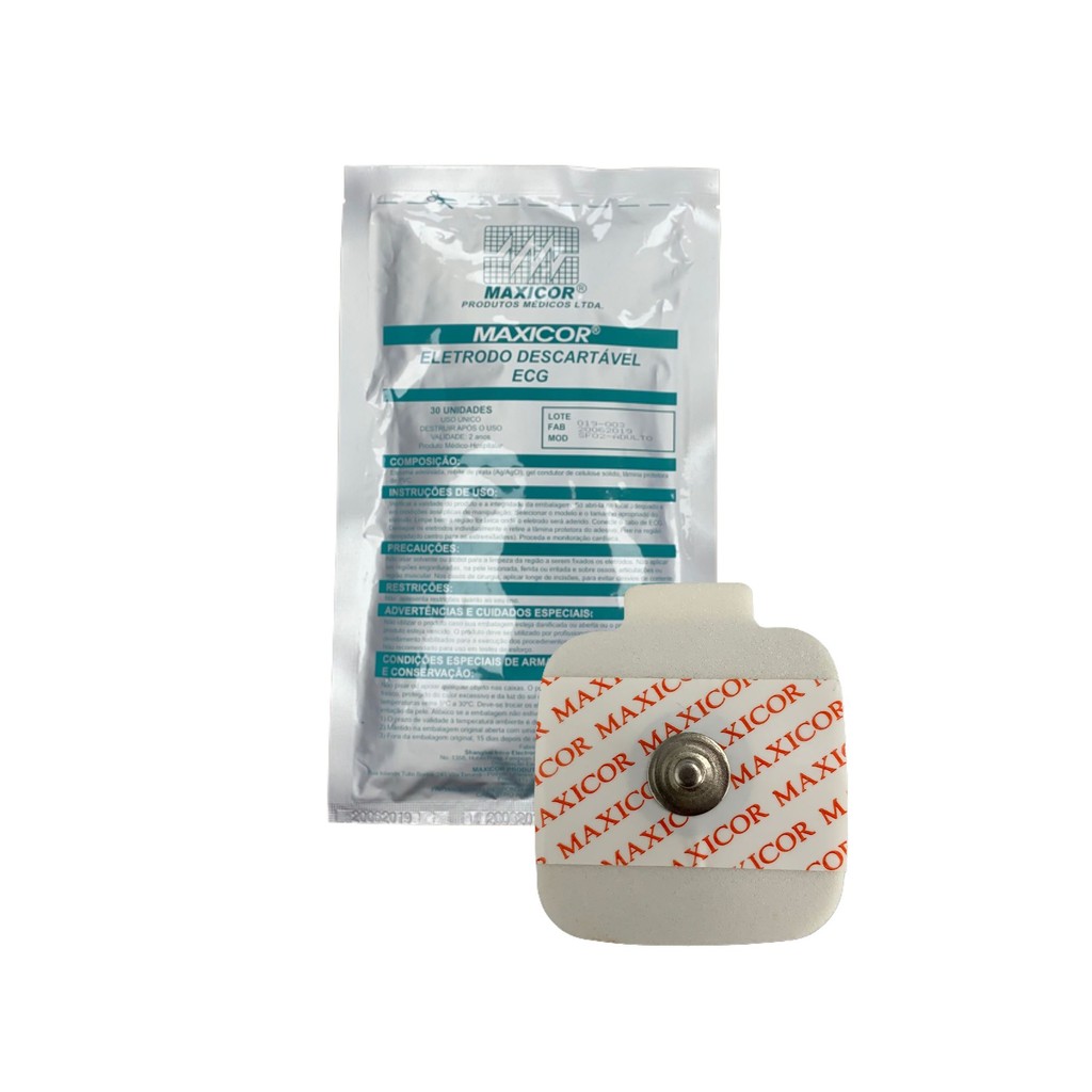 Eletrodo Maxicor para ECG adulto 50 unidades | Shopee Brasil