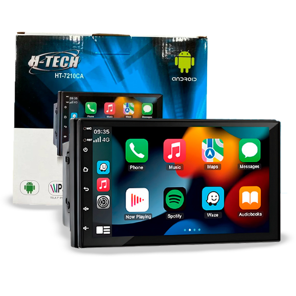 Multimidia HT-7210ca CarPlay Android Auto 2 Din 7 Polegadas Android 12 Bluetooth Espelhamento H ...