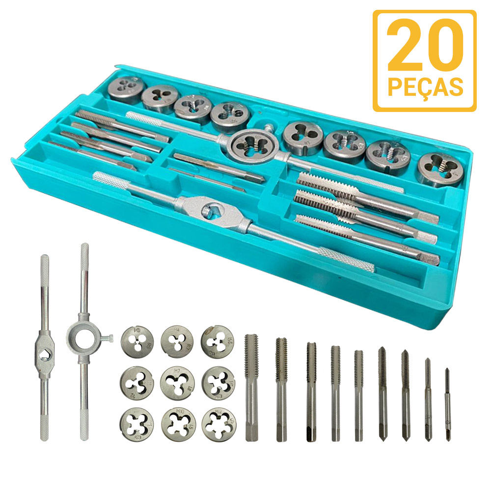 Jogo Kit Macho e Tarracha De Fazer Rosca Tarraxa Em MM Cossinete M10 ...
