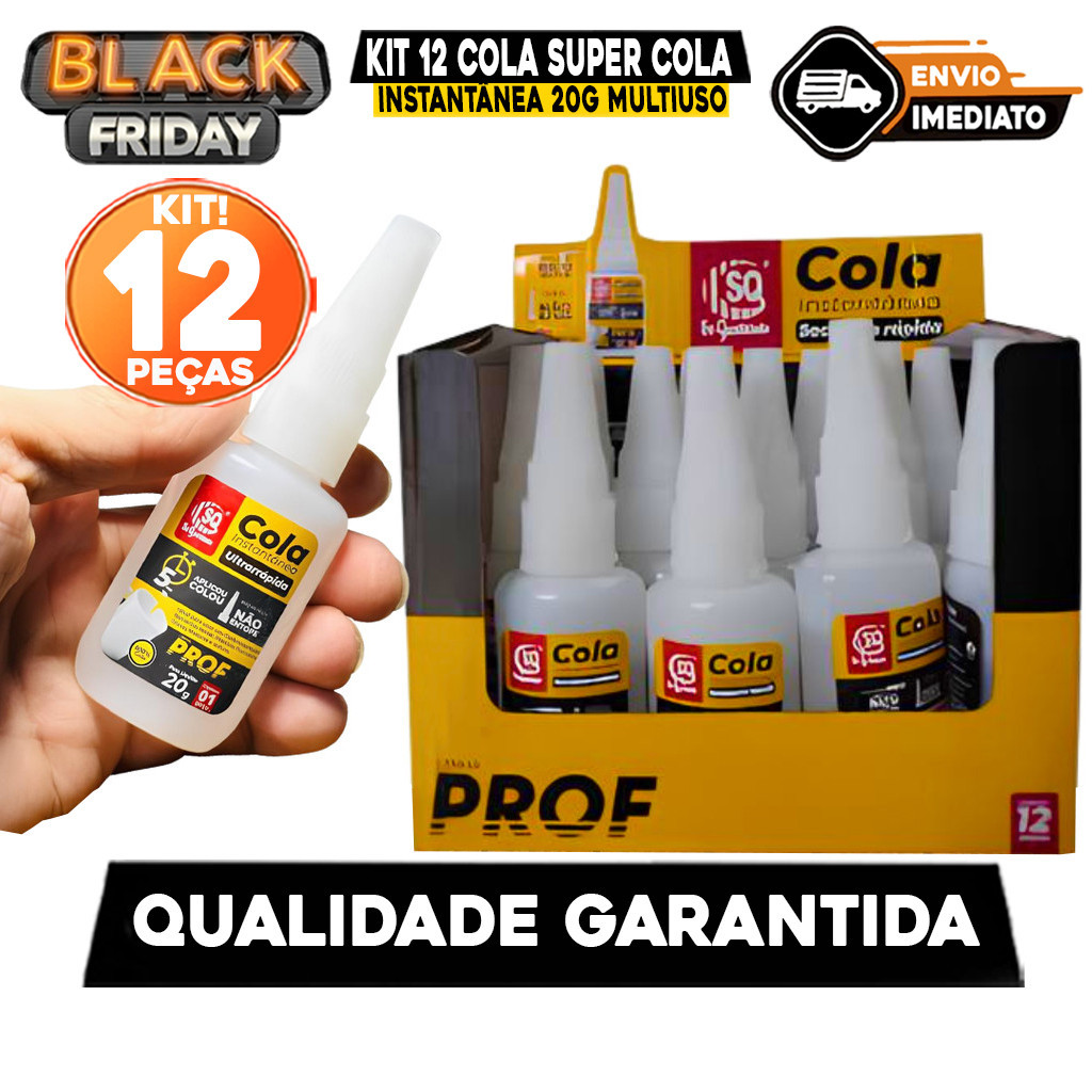 Kit 12 Cola Super Cola Instantânea 20G Multiuso Cola Cerâmica Silicone ...