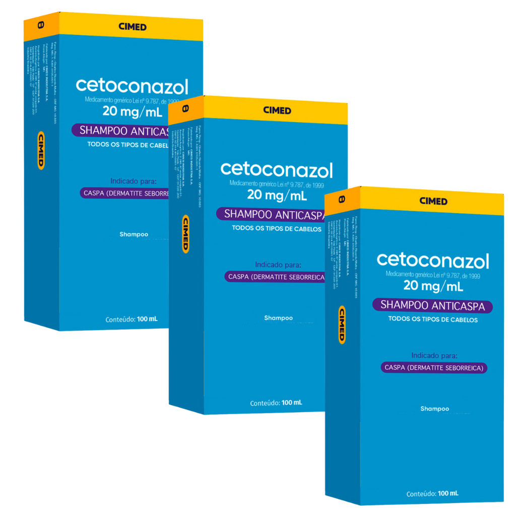 Kit com 3 Shampoo Anticaspa Cetoconazol 20mg/ml 100ml Cimed | Shopee Brasil
