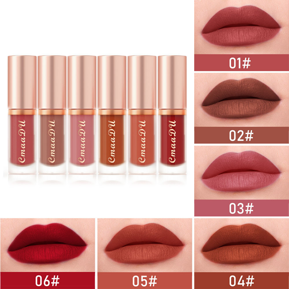 CmaaDu Conjunto De Batom De 6 Cores Baton Matte Velvet Gloss Set ...