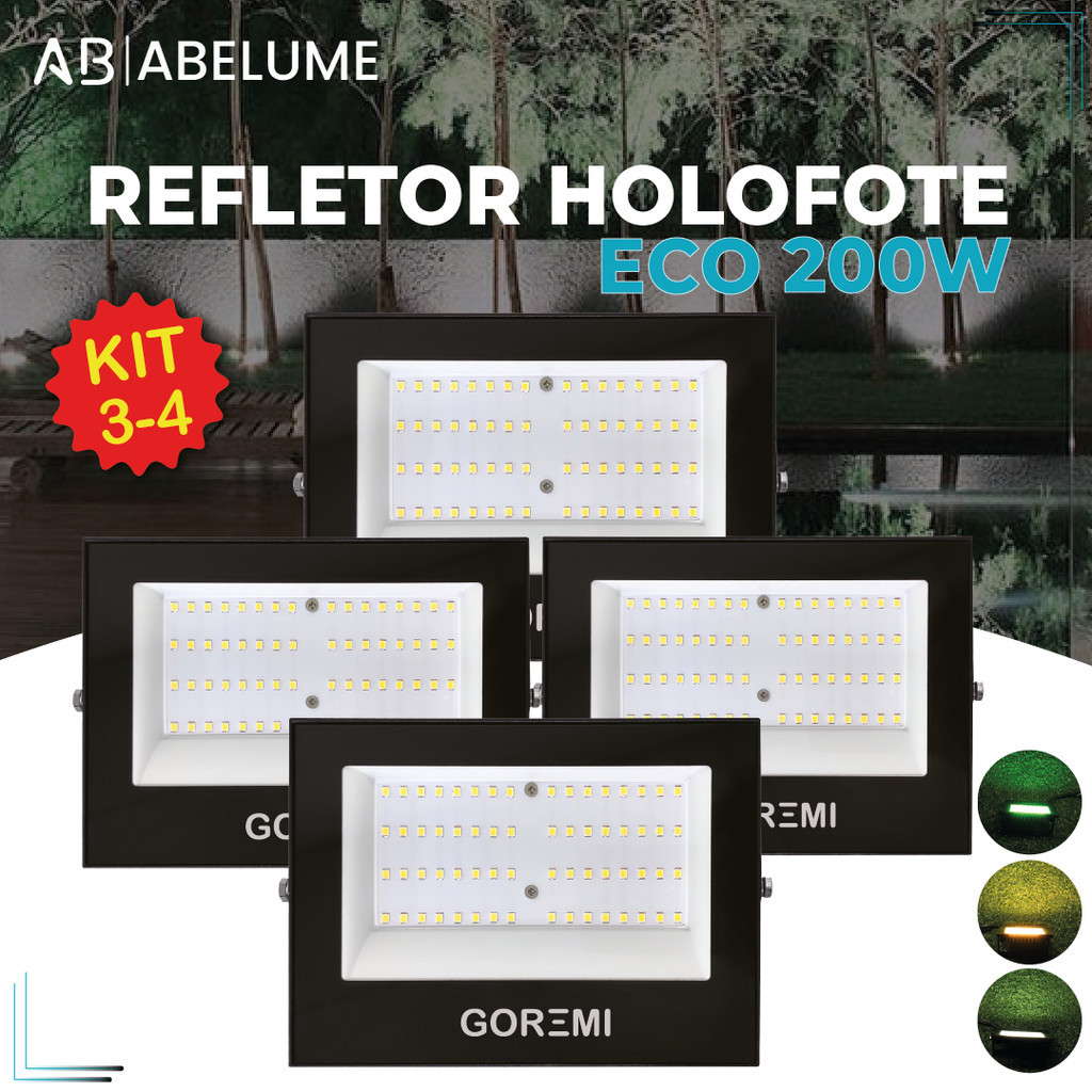 Kit 4 Holofote Refletor Led ECO Pro 200W Branco Frio (6500K) Branco ...