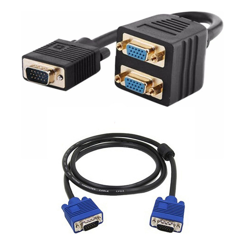 Divisor Cabo Vga Duplicador Splitter 1x2 Vga + Cabo Vga 1,5m | Shopee ...