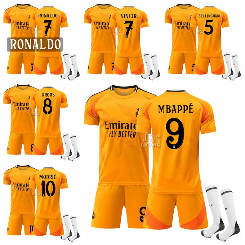 2024-25 Temporada Real Madrid Away Football Kids Jersey Kit Bellingham ...