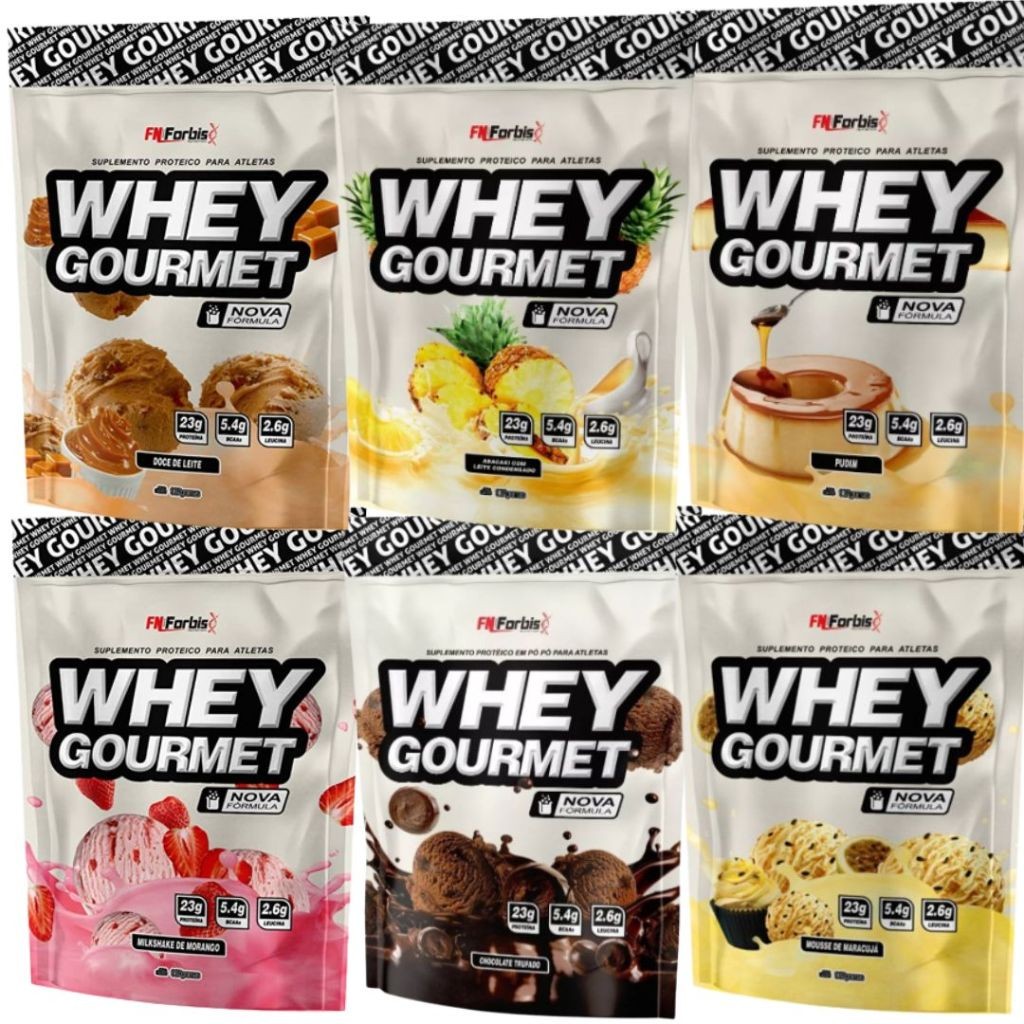 Kit 06 Whey Protein Gourmet FN FORBIS 907g Refil Proteina | Shopee Brasil