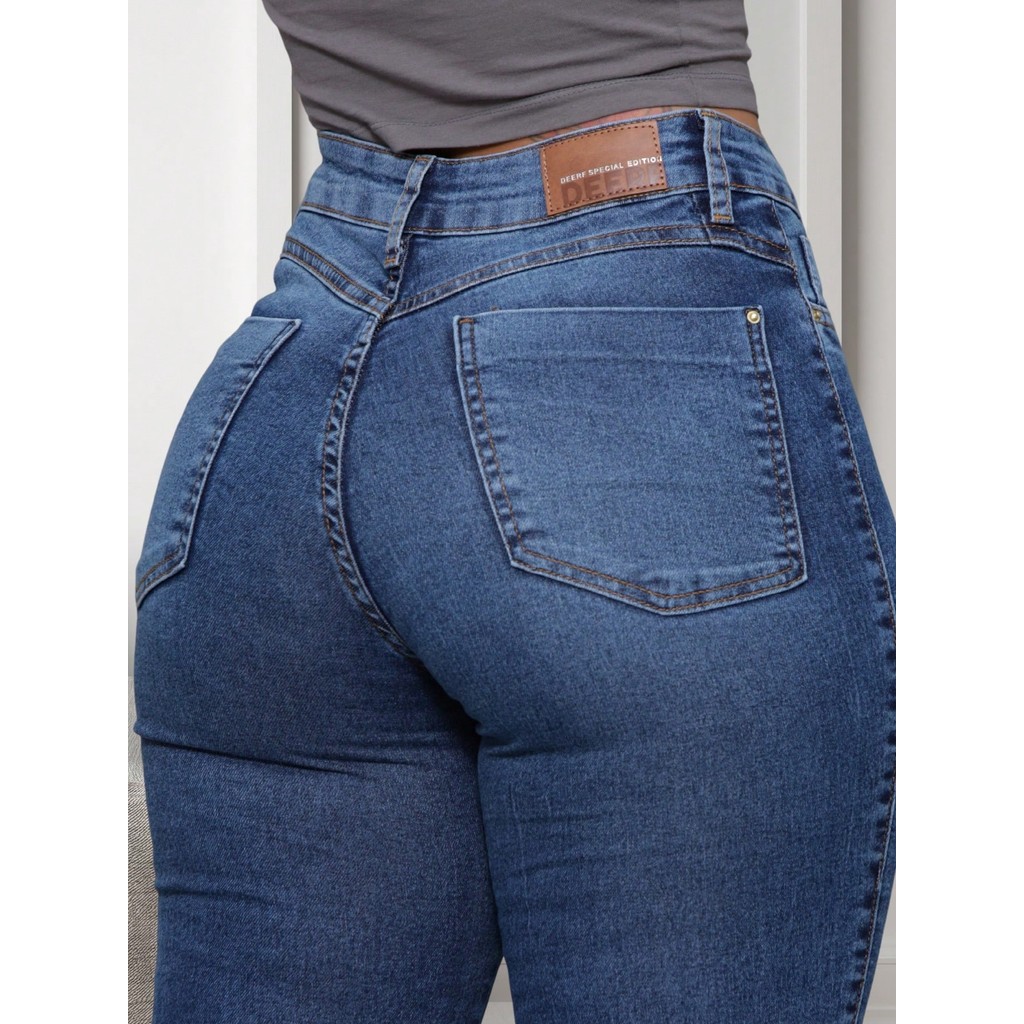 Calça Jeans Feminina com Elastano Modelo Azul escuro Premium Lançamento ...