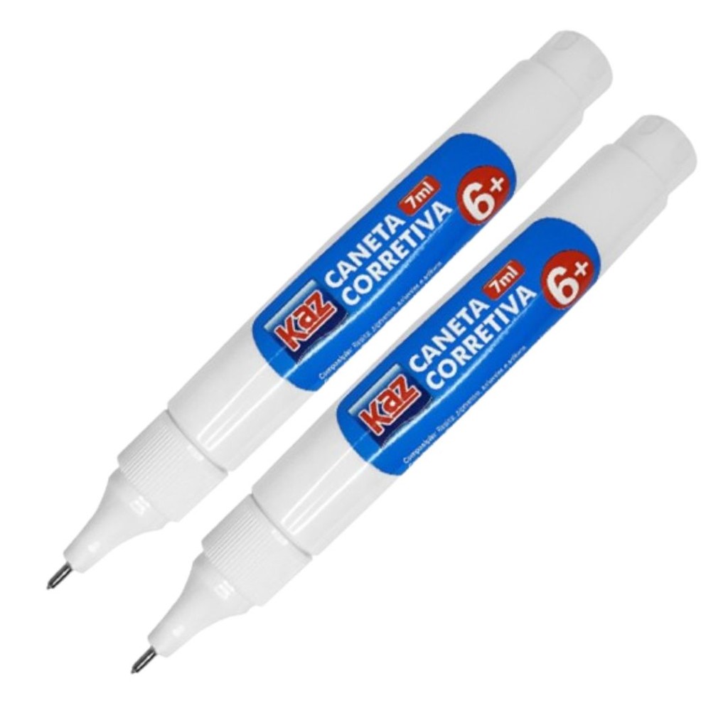 2 Canetas Corretiva Escolar Escritório Branquinho Corretivo 4ml Ponta 0 ...