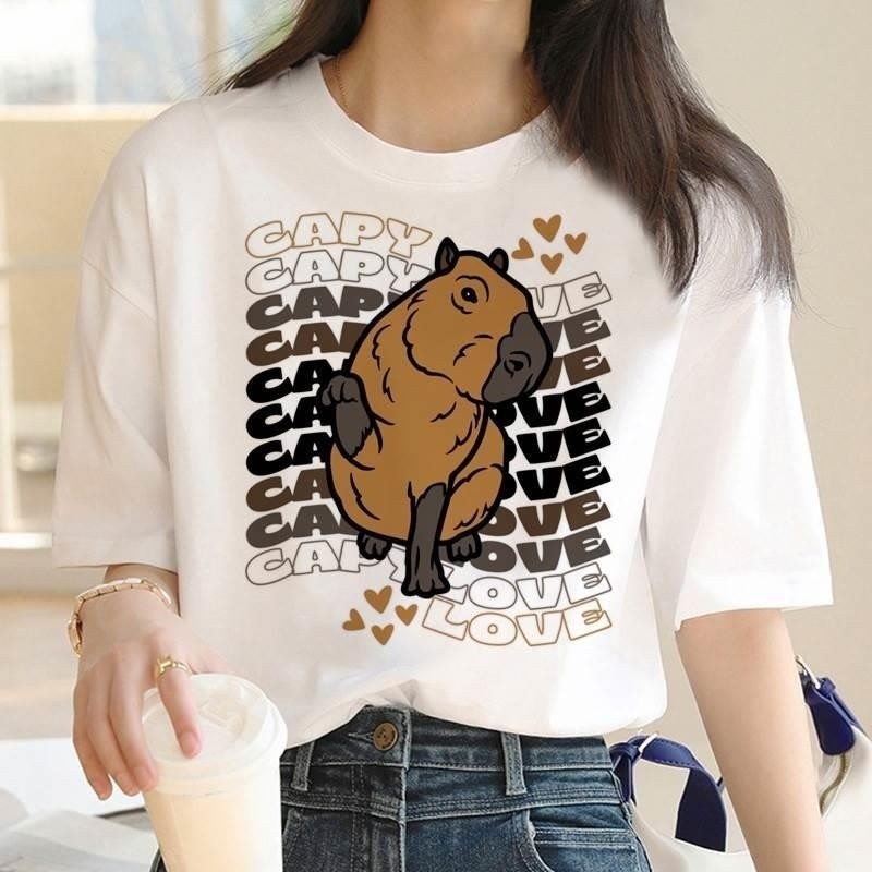 Palha palha capybara camiseta bonito capybara simples Plus Size camisa ...