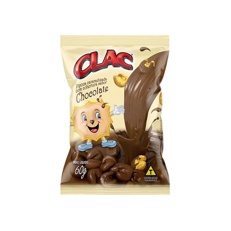Pipoca Caramelizada Clac Cobertura Chocolate 60g | Shopee Brasil