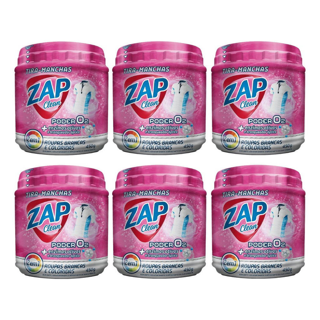 Kit 6un Tira Manchas Poder O2 Zap Clean 450g | Shopee Brasil