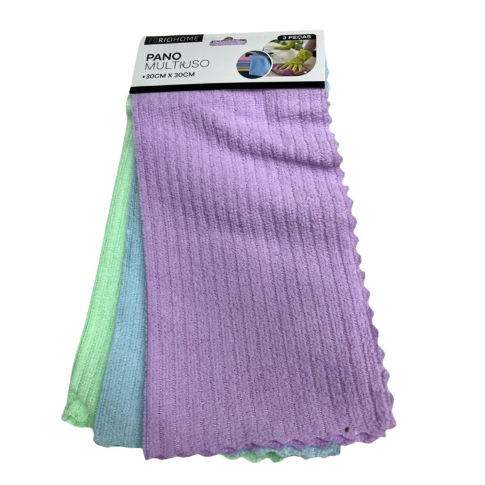 Kit 3 Panos De Limpeza Microfibra Alta Absorção Multiuso 30 x 30cm ...