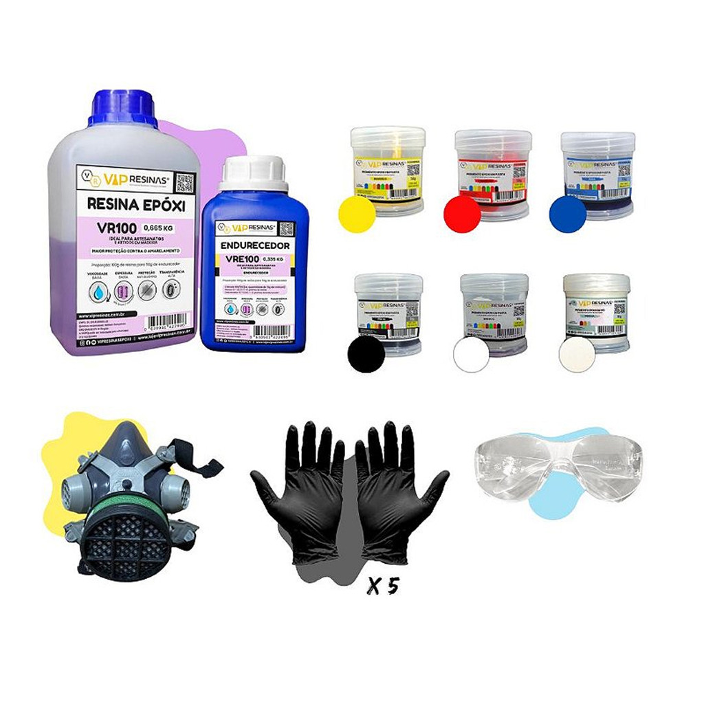 Kit Iniciante Para Resinagem Vr100 1kg + EPI'S Vip Resinas | Shopee Brasil