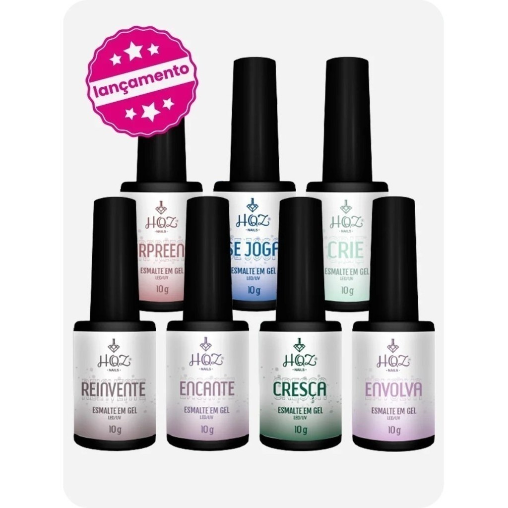 Kit 7 Esmaltes em gel HQZ Nails - Coleção Intensa | Shopee Brasil