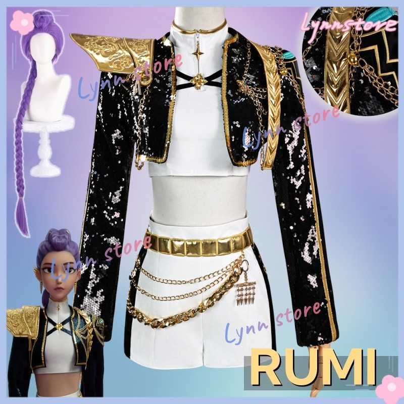 Novidades KPOP DEMON HUNTERS Cosplay Peruca RUMI ZOEY MIRA Preto Ouro ...