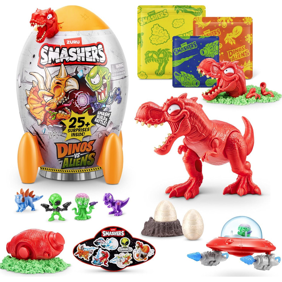 Smashers Dino vs Aliens Egg Toy Tamanho Médio Com Figuras Triceratops ...