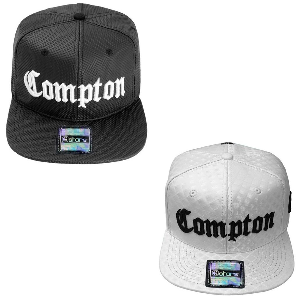 Boné E-STARS Couro Snapback Compton Bordado Aba Reta Original HIP HOP ...