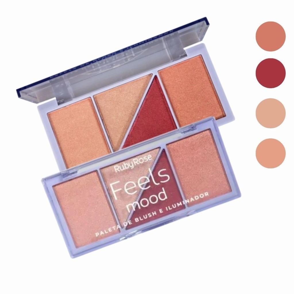 Paleta De Blush E Iluminador Feels Mood HB75292 Ruby Rose | Shopee Brasil