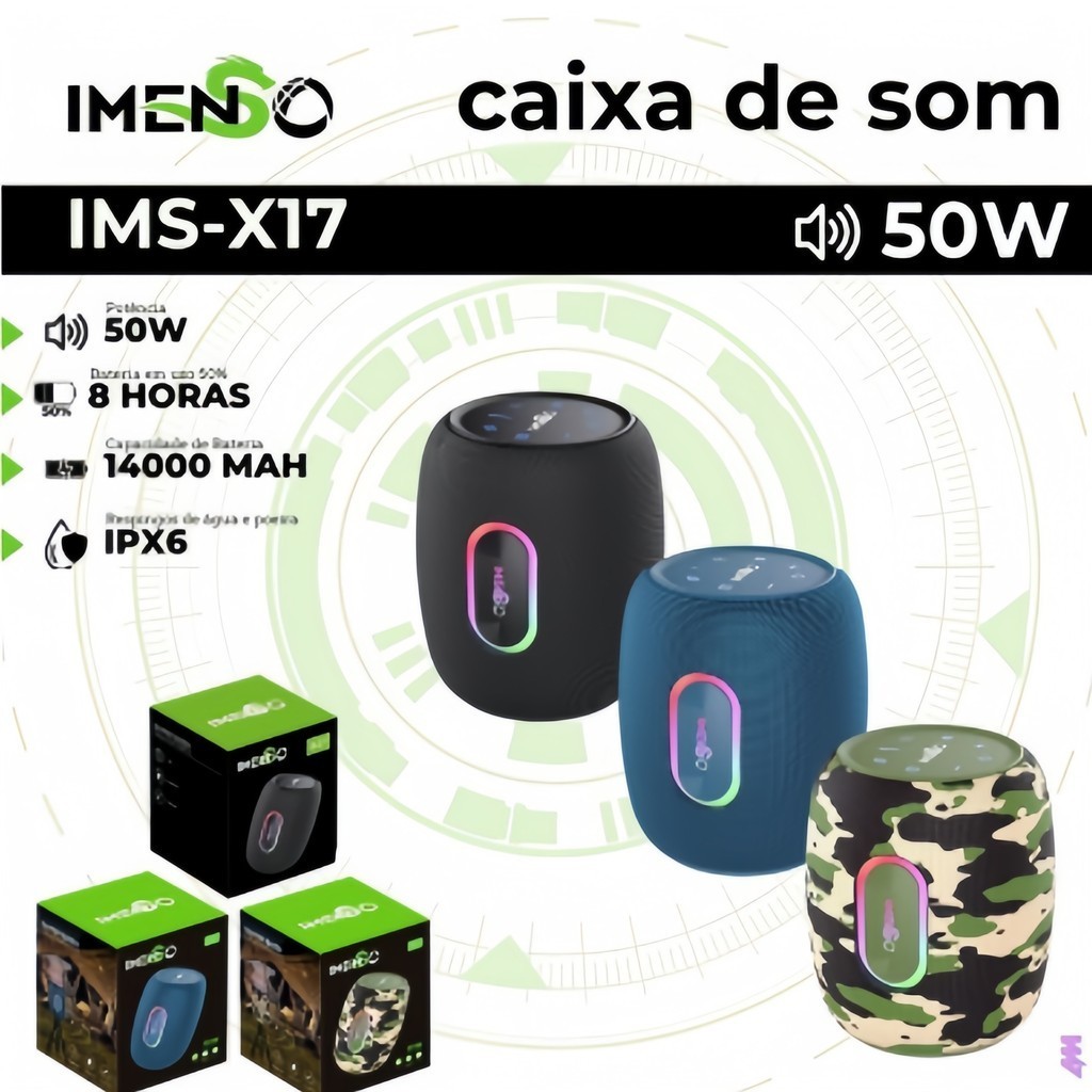 Caixa De Som Portátil Imenso Imenso X17 Bluetooth Áudio de alta ...