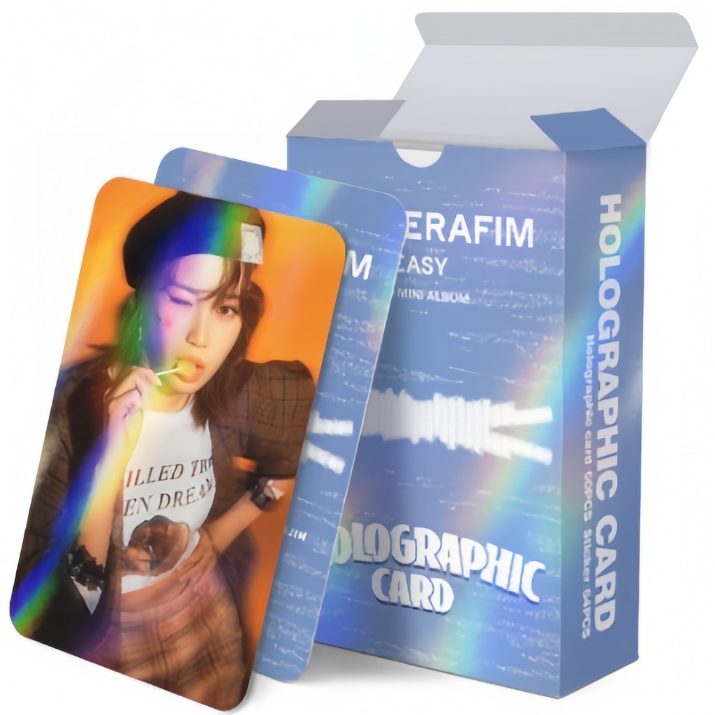 50-124pcs LE SSERAFIM Laser HOLOGRAPHIC LOMO Cards Perfect Night EASY ...