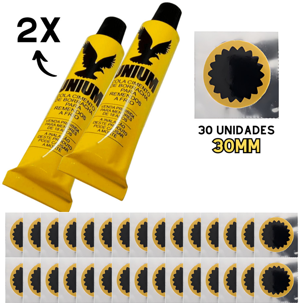 Kit Remendo 2 Cola Remendo a Frio Unium 15g Com 30 Remendos Estrela ...