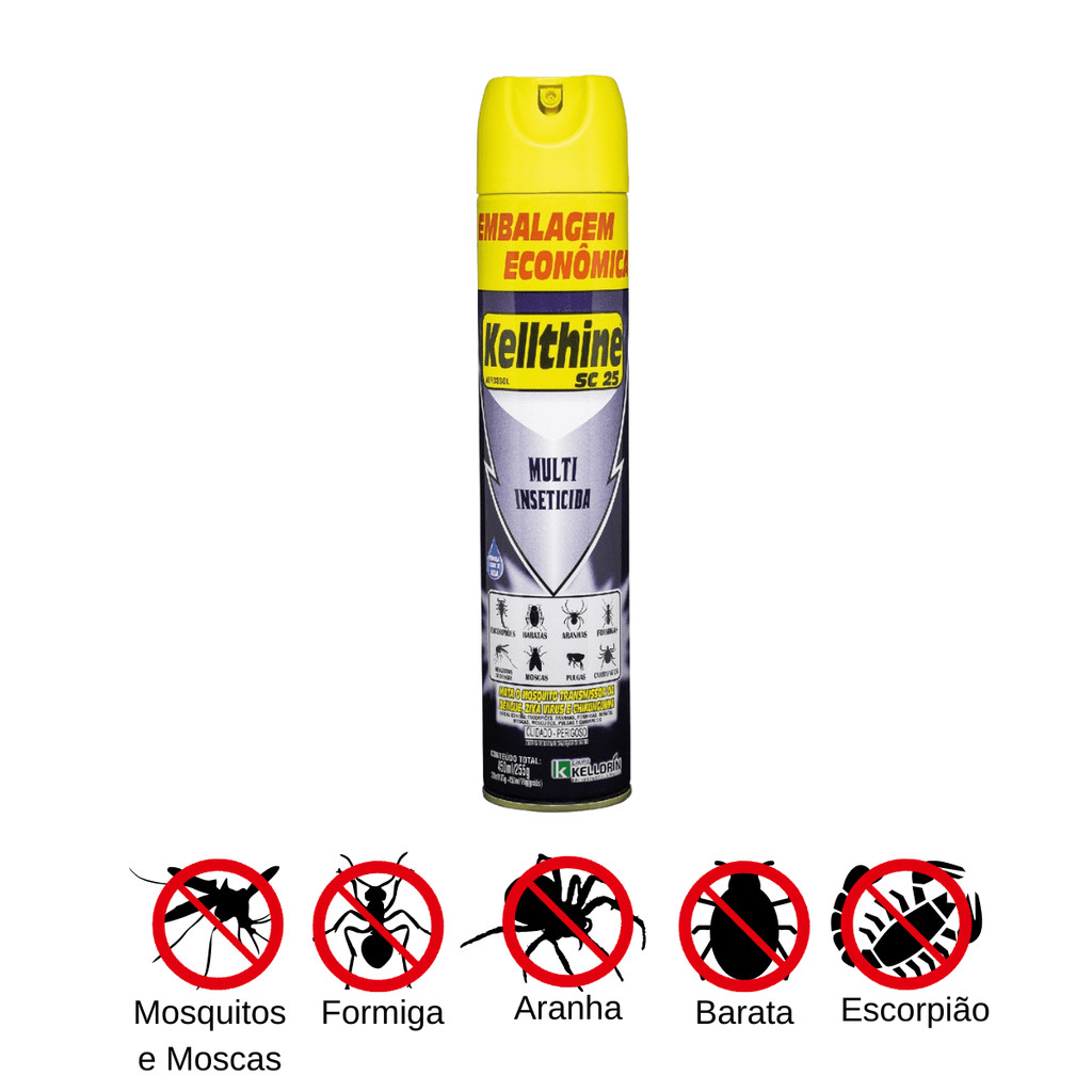 Inseticida Multi Kelldrin Veneno 450ml Spray Mata Insetos Pragas ...