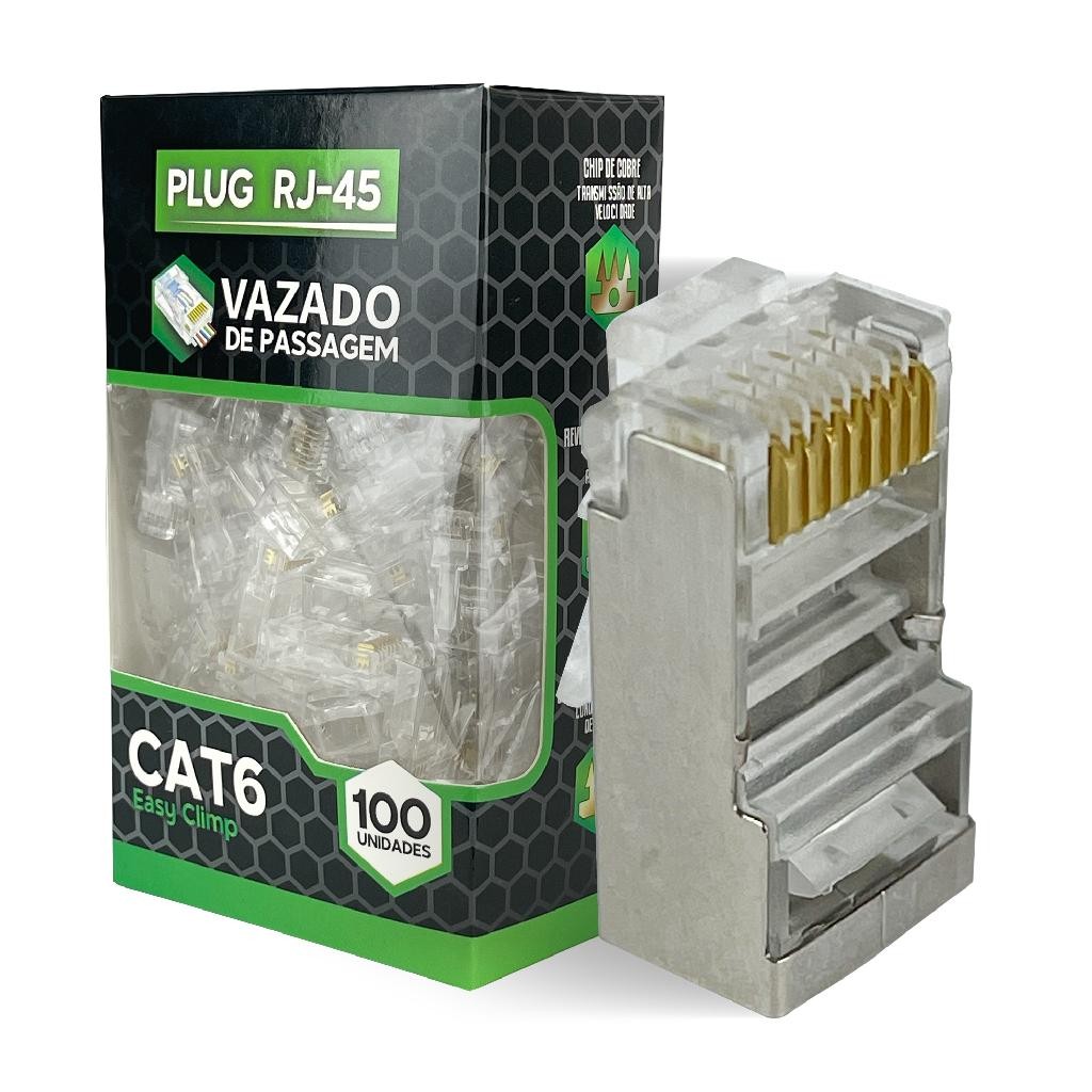 100Un Plug Rj45 Blindado Cat6e Banhado A Ouro Pci Cabos | Shopee Brasil