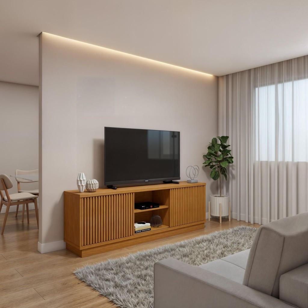 Rack para Tv até 75 Polegadas com 2 Portas Ripadas Burgos Off White ...