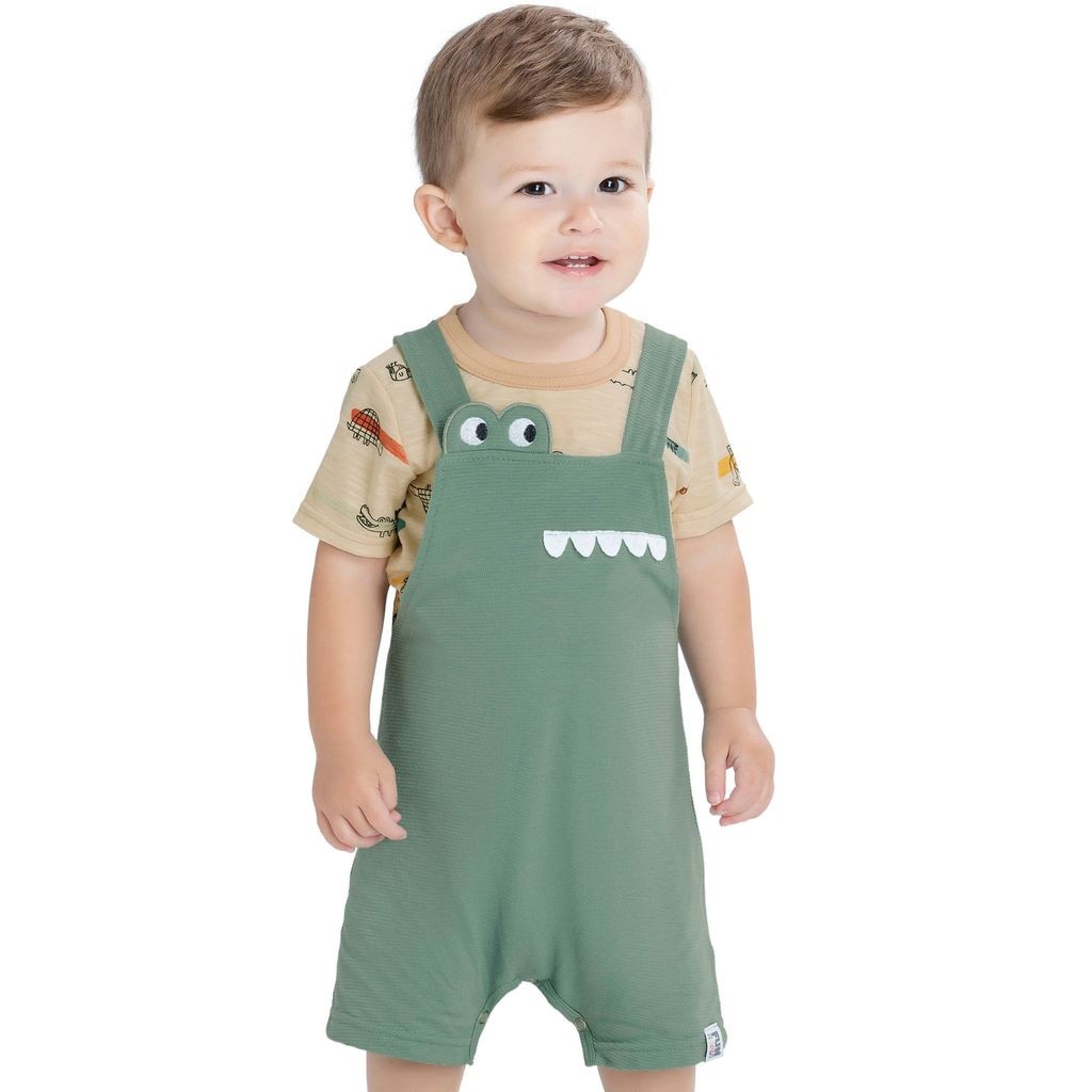 Conjunto Bebê Menino Jacaré Divertido Elian Bege | Shopee Brasil
