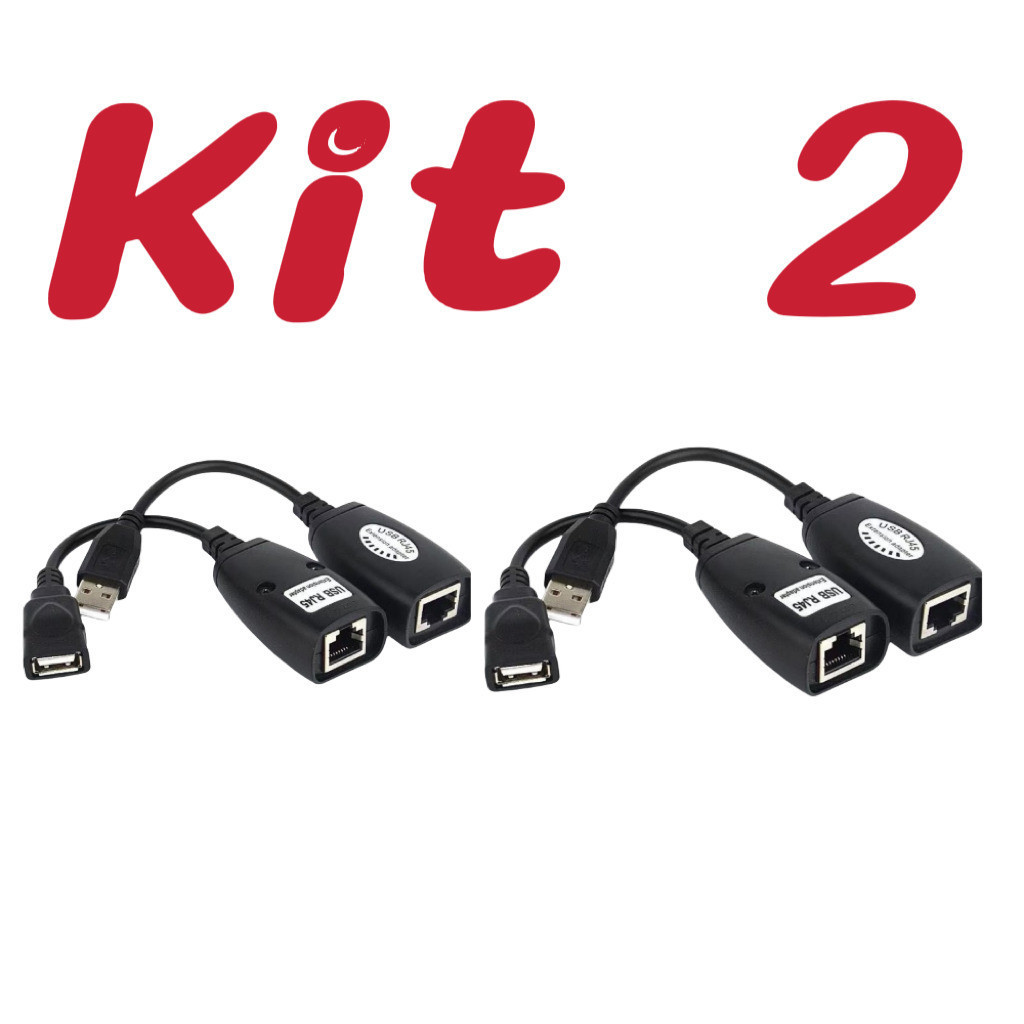 Kit 2 cabo USB no cabo de rede adaptador extensor Rj45 su | Shopee Brasil