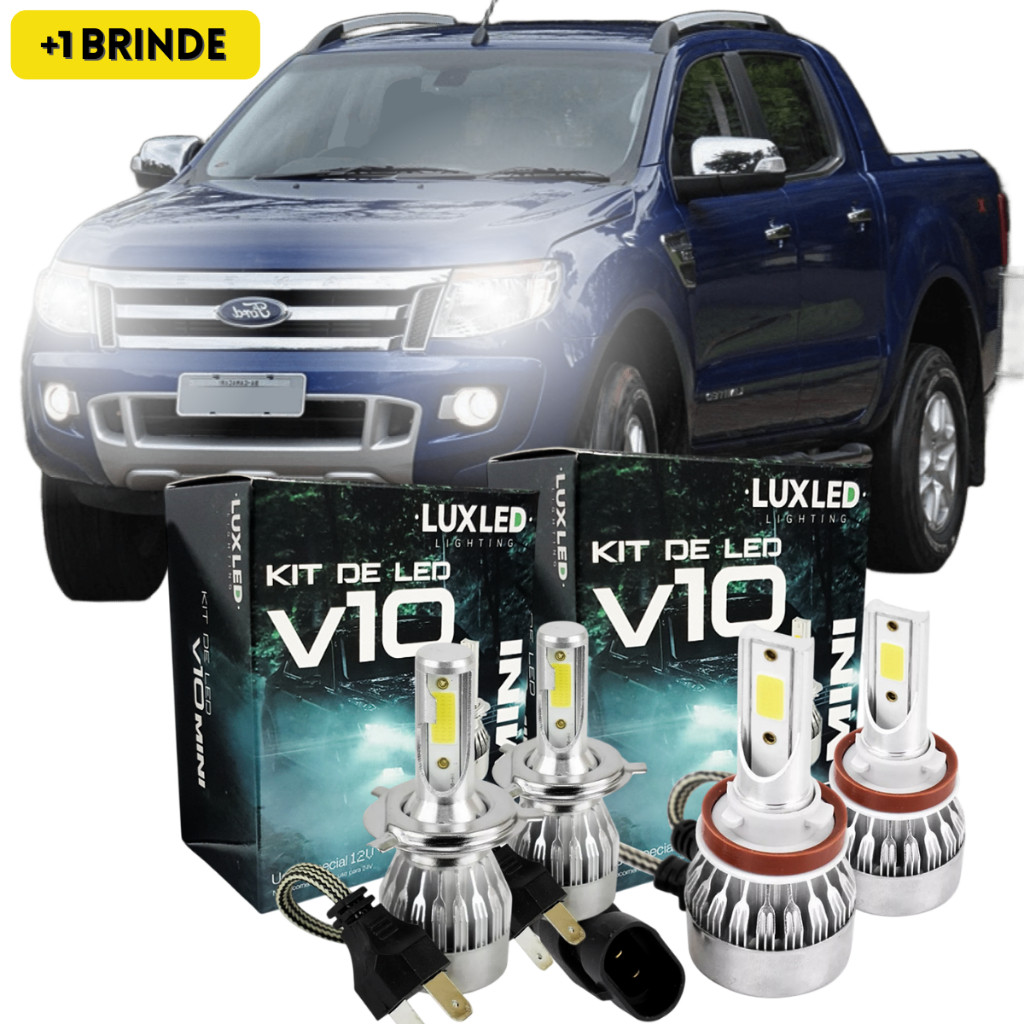 Kit Ultra Led Ford Ranger 2013 à 2015 Farol Baixo Alto Milha 6500k ...