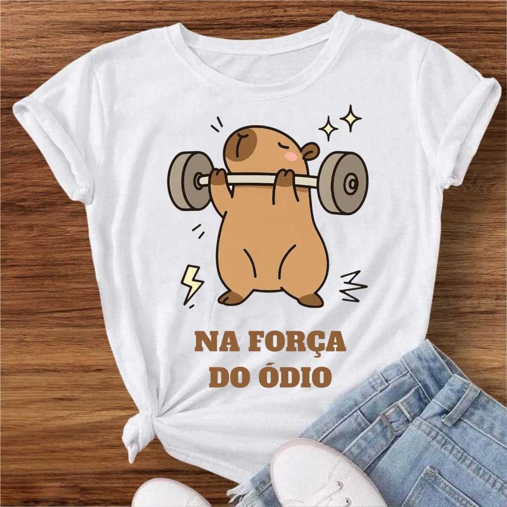 Camiseta Feminina Academia Engraçada “Na Força do Ódio” Estampa ...