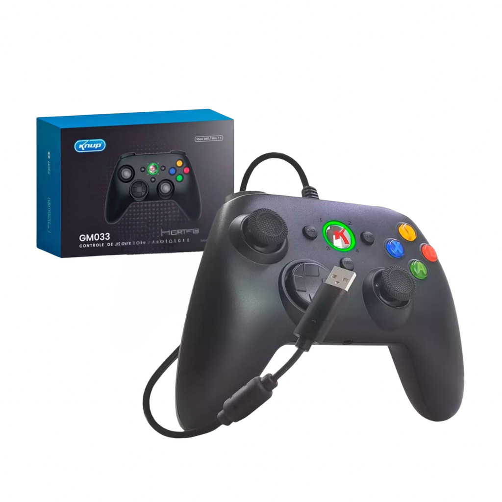 Controle Xbox 360 com Fio Knup para PC Gamer e Xbox | Joystick Durável ...
