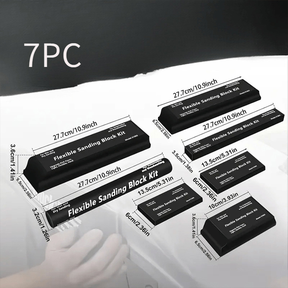 7 PCS Sanding Blocks Auto Body Set Flexible Eva Foam Wet or Dry Sanding ...