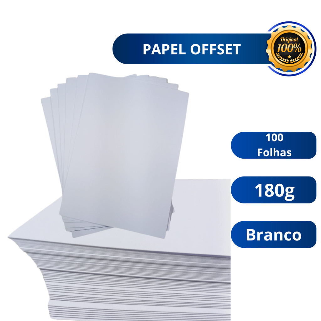 100 Folhas Papel Offset A4 180g Diplomata Opaline Liso Branco | Shopee Brasil