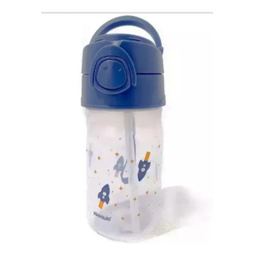 Copo Com Canudo Infantil Azul Foguete 370ml Pimpolho | Shopee Brasil