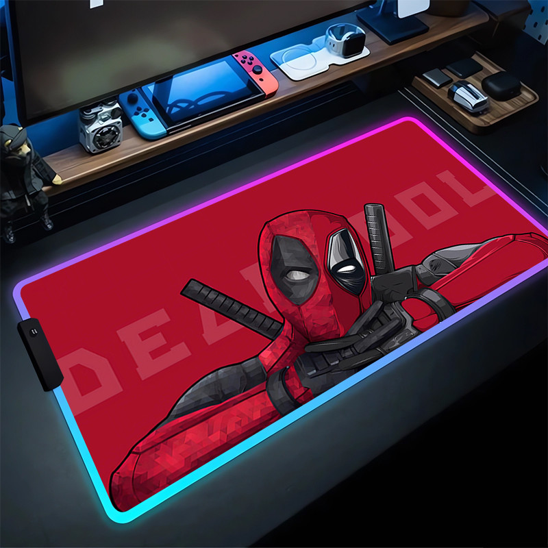 Marvel Deadpool e Wolverine RGB Pc Gamer Teclado Mouse Pad Mousepad LED ...