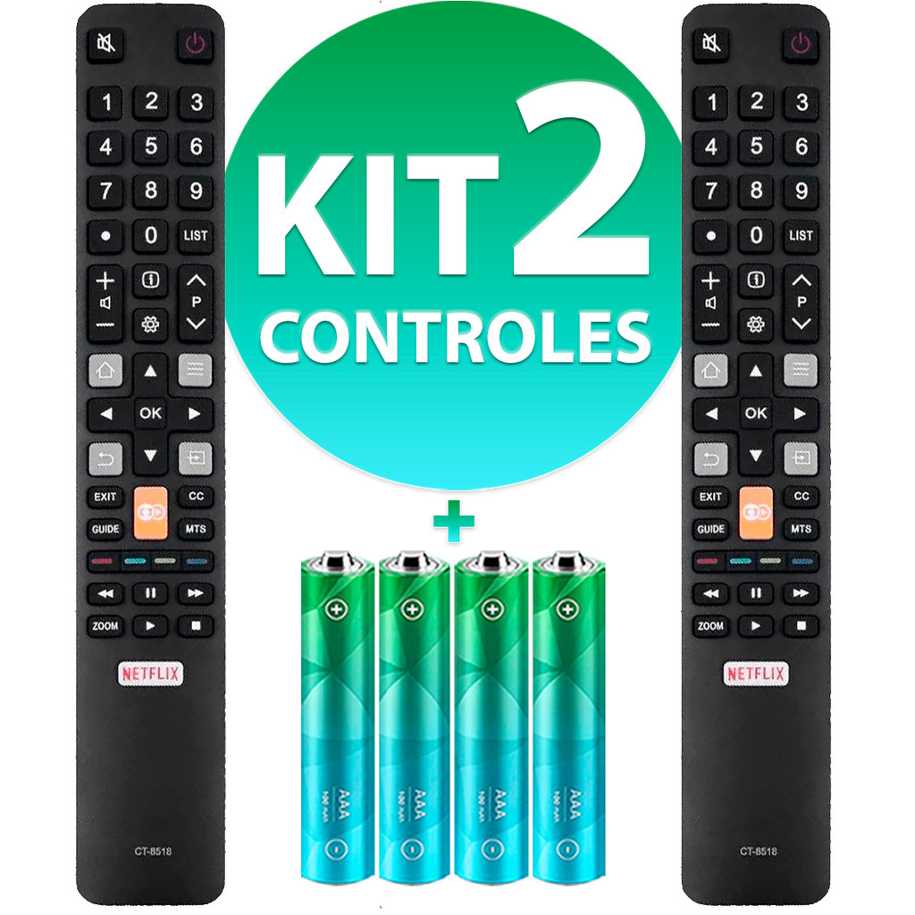 Kit Controle Remoto Compatível Tv Semp Toshiba Ct-8518 32L2800 U7800 ...
