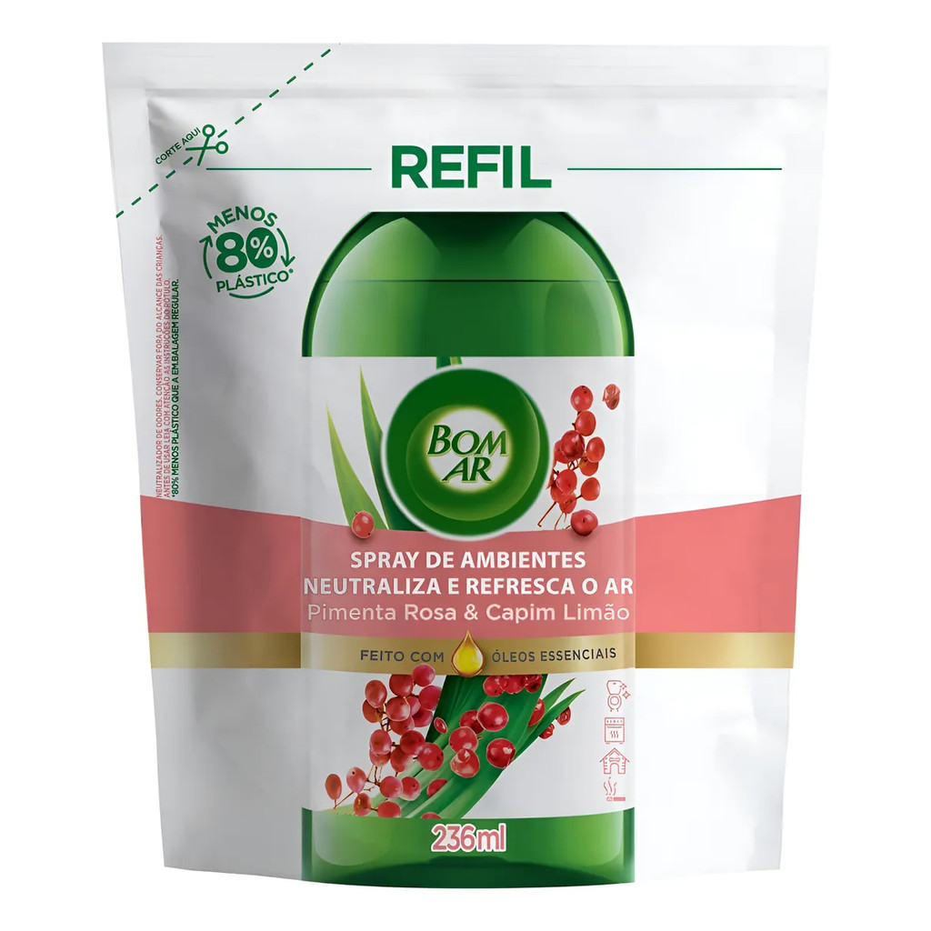 Refil Bom Ar Spray De Ambientes 236ml Refresca O Ar Sensação De Casa ...