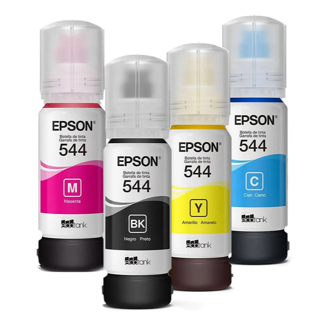 Kit 4 Refil Tintas T544 PARA L1110 L3110 L3150 L3160 L3210 L3250 L5190 Original | Shopee Brasil