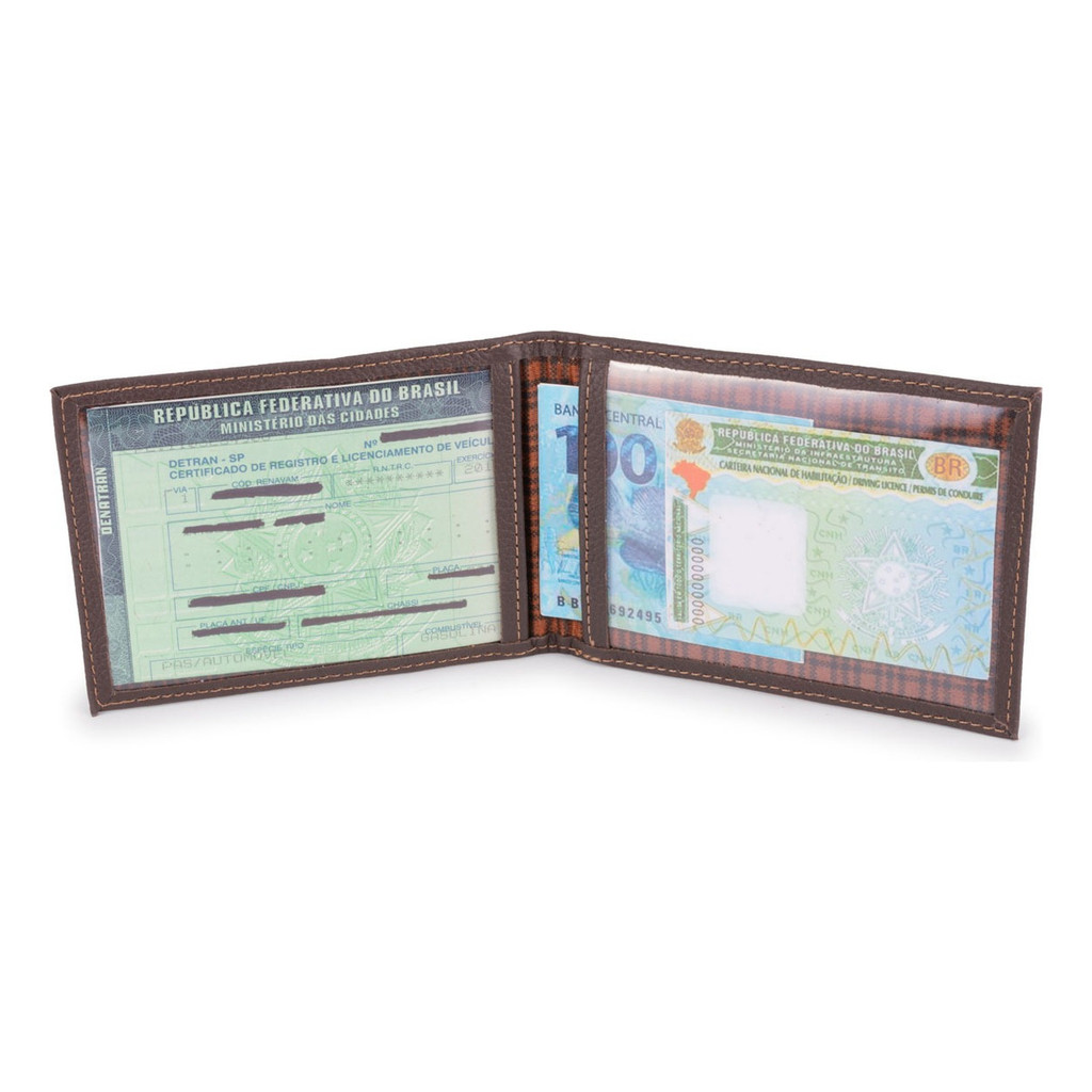 Carteira Porta Documentos Couro Masculina Floater com visor | Shopee Brasil