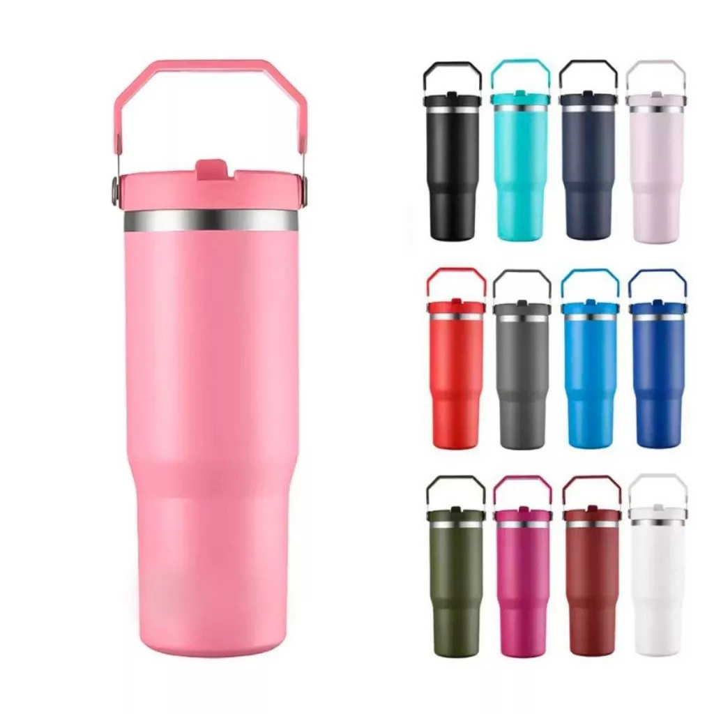Garrafa Copo Termico Com Canudo Tampa Alça 900ml | Shopee Brasil