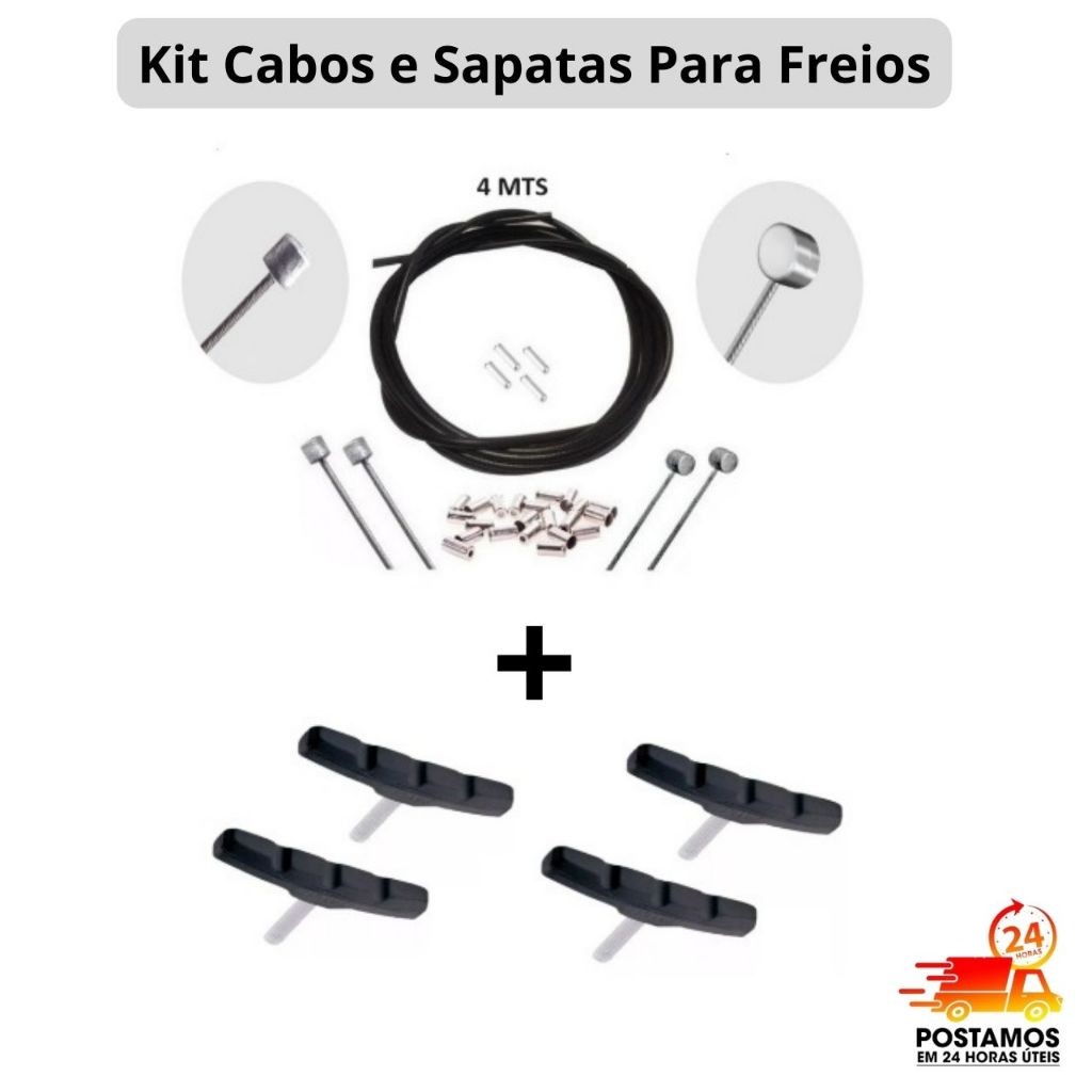 Cabos e Sapata Borrachinha Para Freio Bicicleta Bike Monark Barra Forte ...