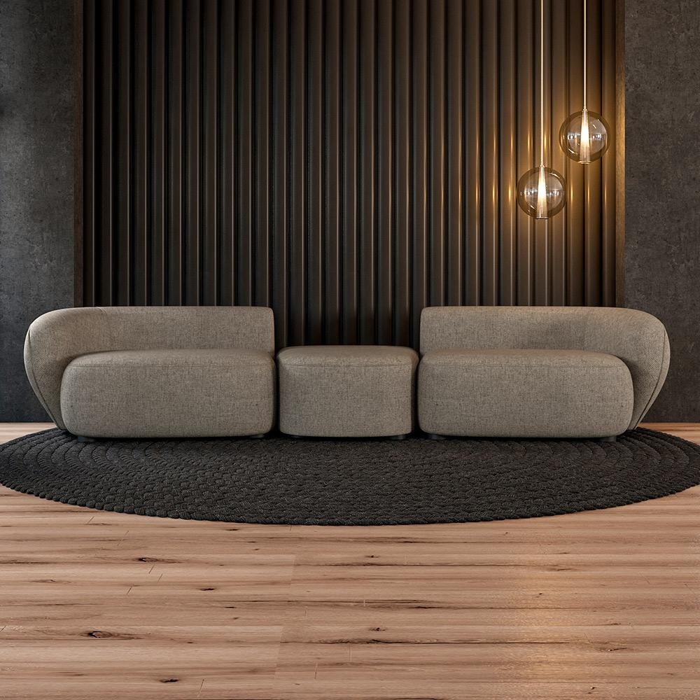 Sofá Versátil Sala de Estar Egito 362cm Modulado Linho Bege Manchado ...